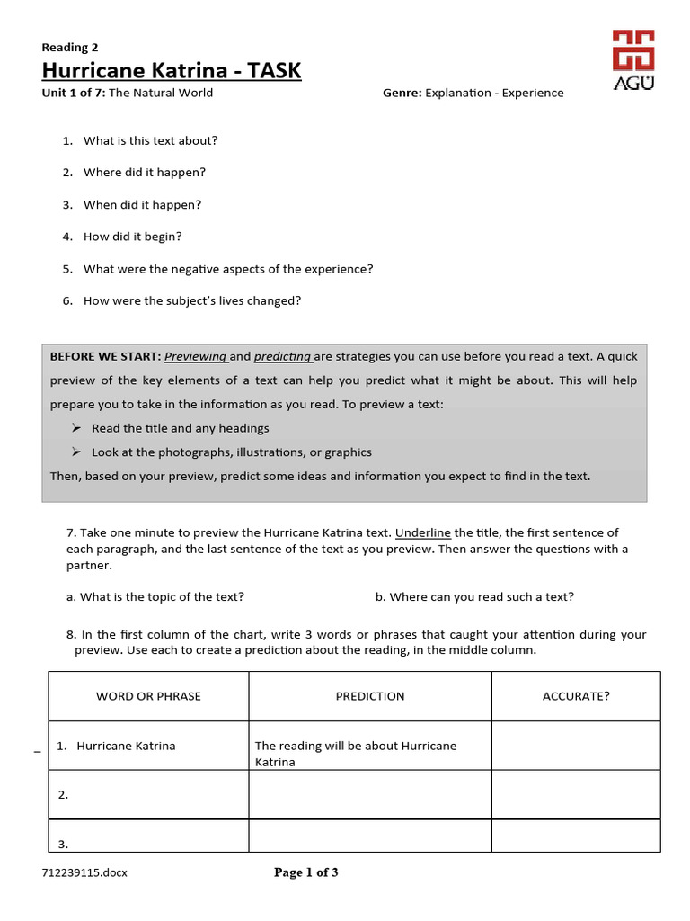 R2 101 Hurricane Katrina TASK | PDF | Coast | Hurricane Katrina