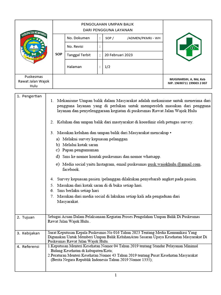 Sop Umpan Balik | PDF