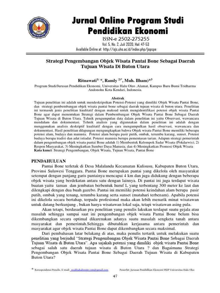 Strategi Wisata Pantai Bone | PDF | Ilmu Sosial | Perjalanan