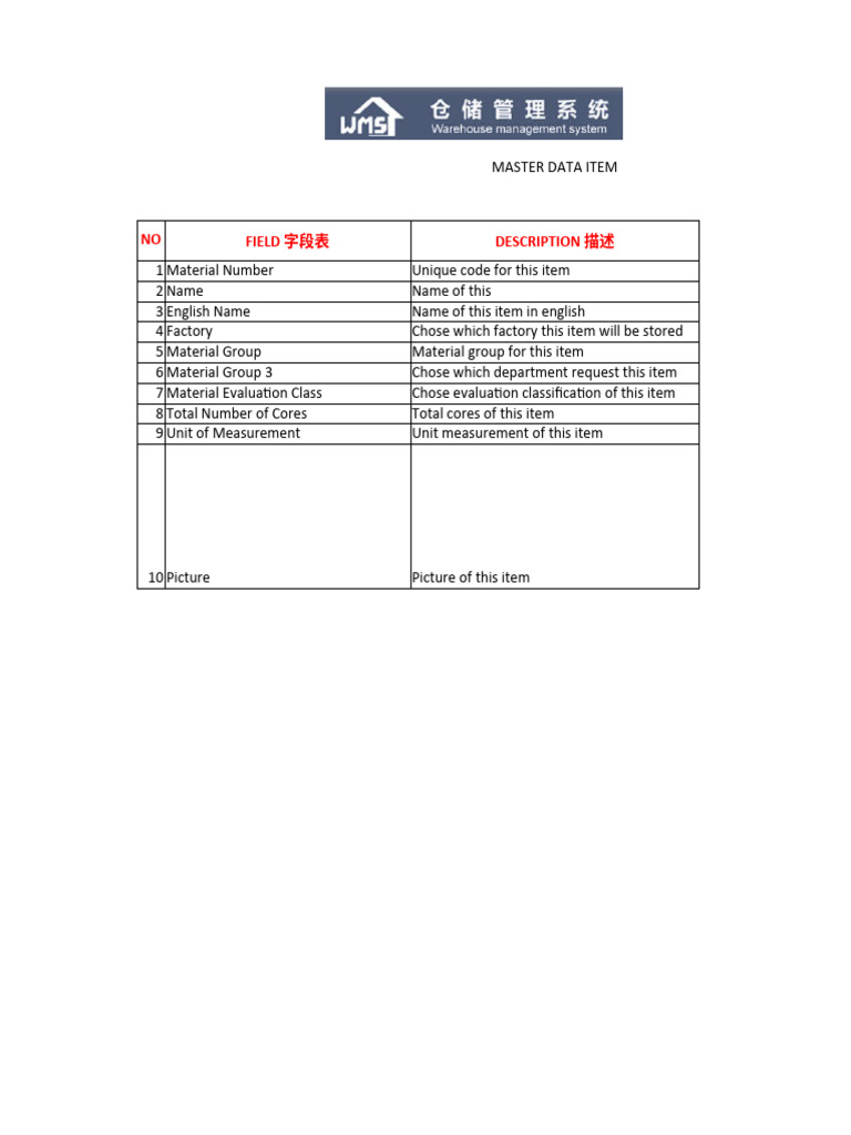 Master Data Item Overview Guide | PDF | Optical Fiber | Factory