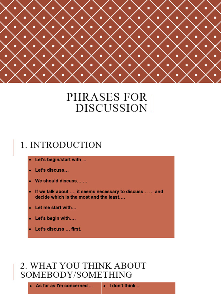 Phrases For Discussion | PDF