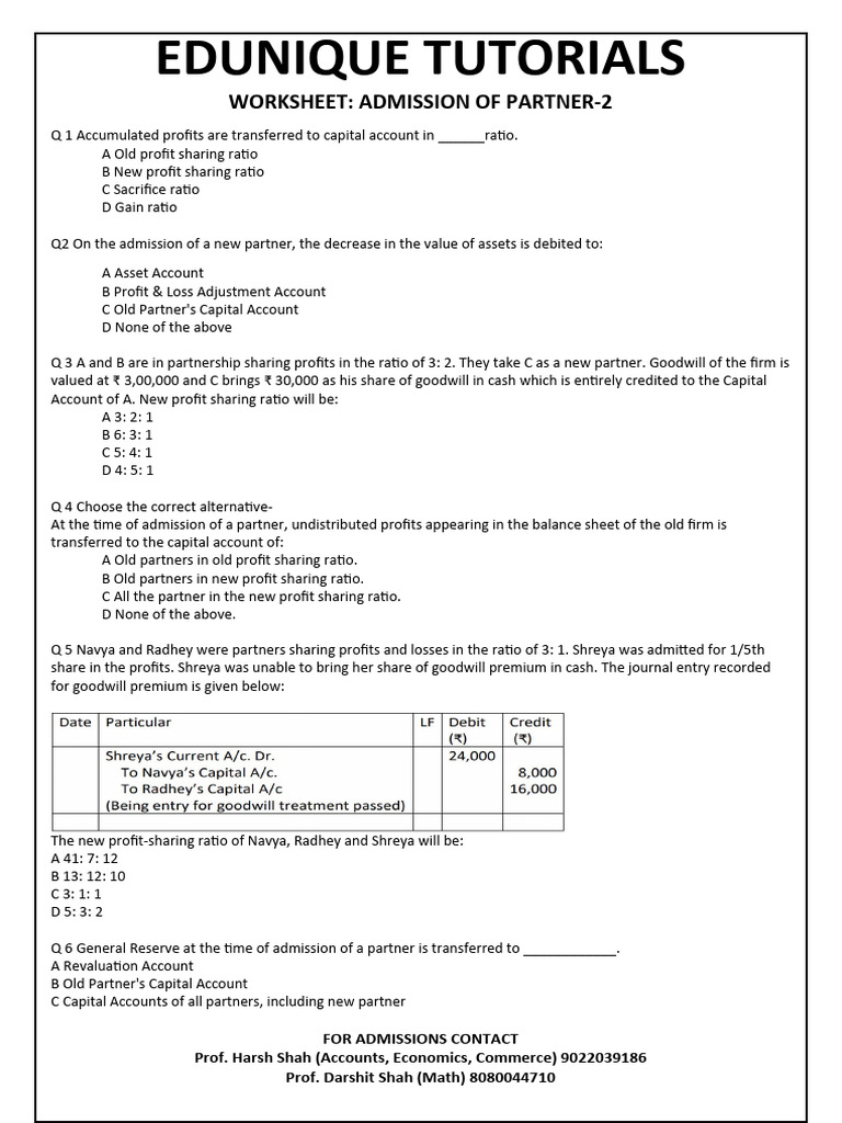 Admission of Partners in a Firm | PDF