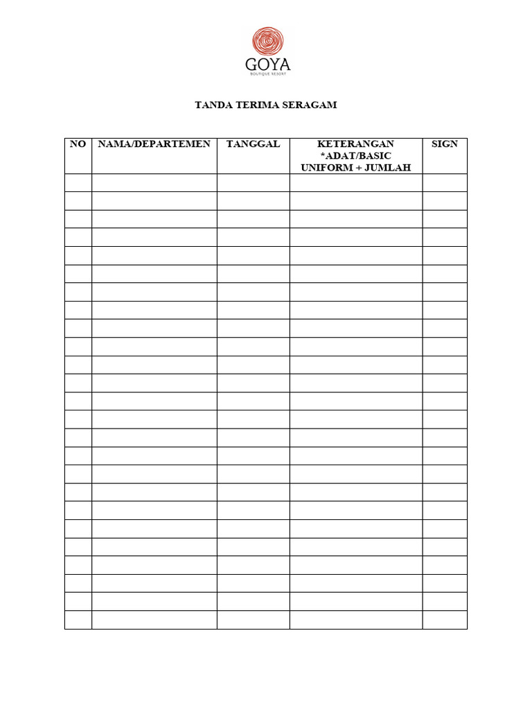 Tanda Terima Seragam | PDF