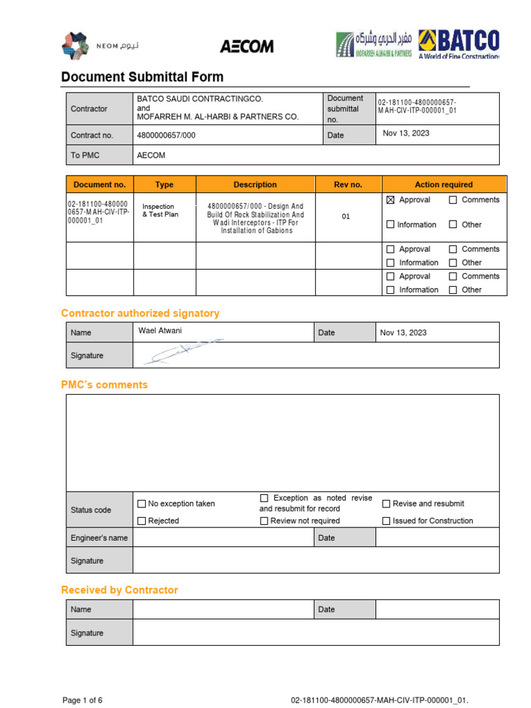 Gabions ITP | PDF | Specification (Technical Standard) | Quality