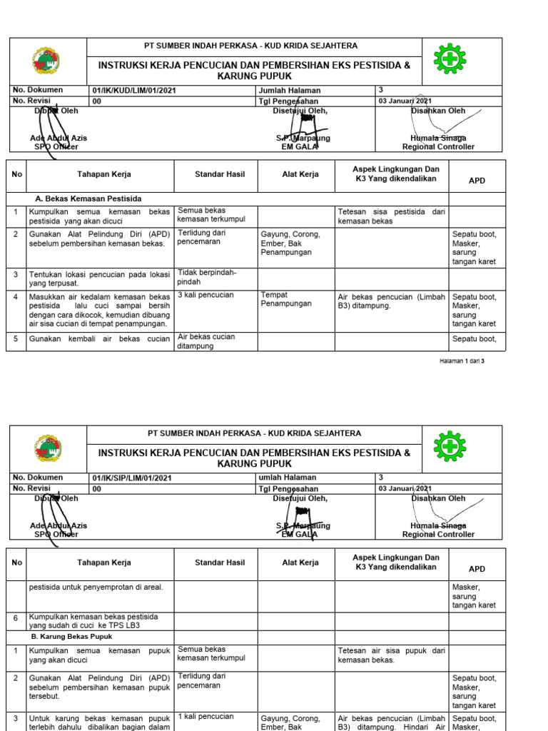 Prosedur Pembersihan Kemasan Pestisida | PDF