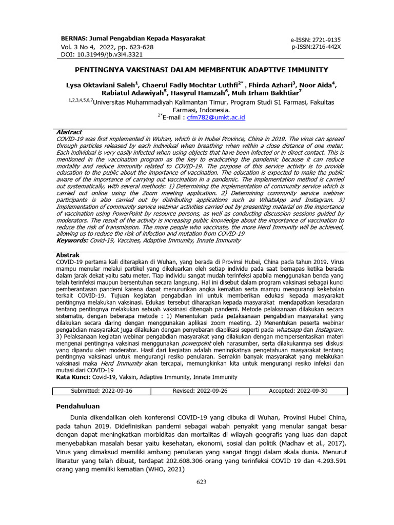 Pentingnya Vaksinasi Dalam Membentuk Adaptive Immunity | PDF | Pandemic | World Health Organization