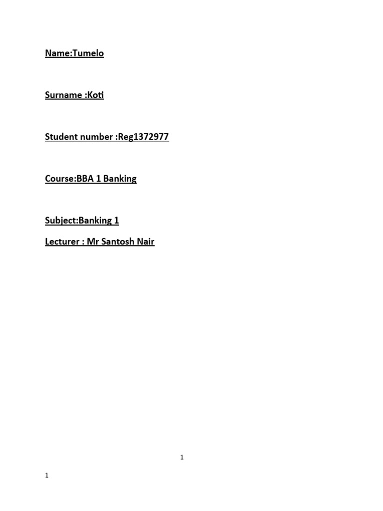 BBA Banking Banking 1 Assign | PDF | Business | Finance & Money Management