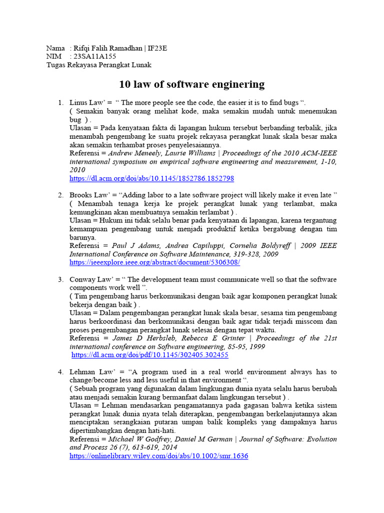 10 Law of Software Enginering | PDF