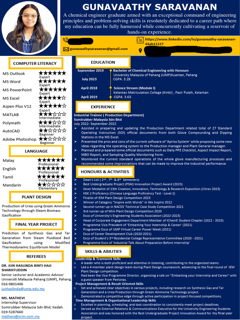 Resume - Gunavaathy Saravanan - Gunavaathy Saravanan | PDF | Gasification