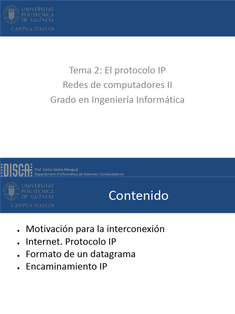 XT02 El Protocolo IP | PDF | Protocolos de internet | Enrutador (Computación)