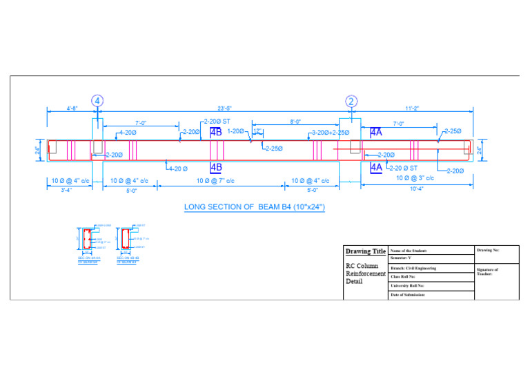 Practical 5-Working Drawings for RC Beams | PDF