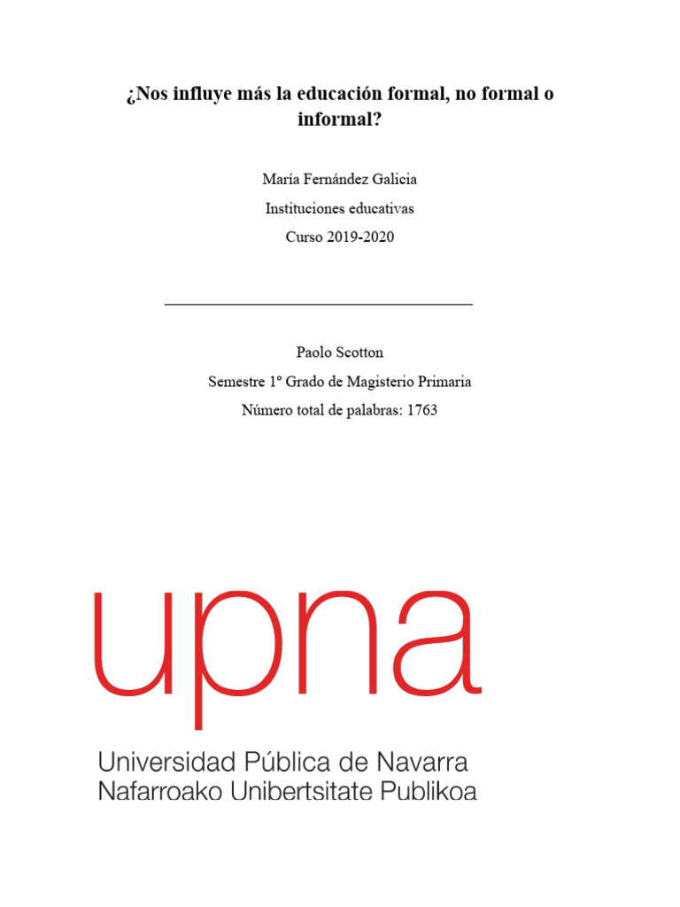 Educación Formal y No Formal | Descargar gratis PDF | Aprendizaje | Enseñando