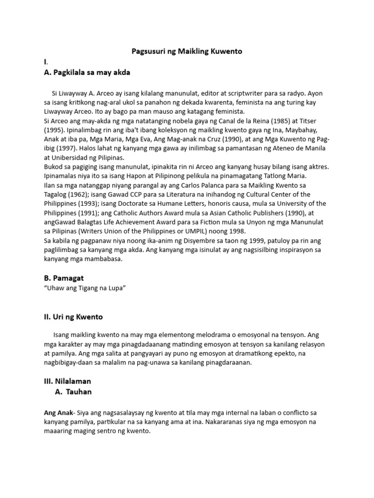 Uhaw Ang Tigang Na Lupa Ni Liwayway Arceo | PDF