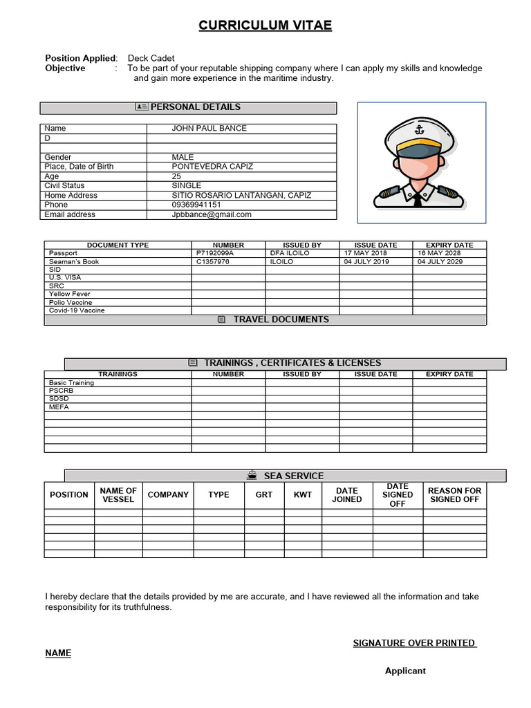 Seafarer Resume CV | PDF