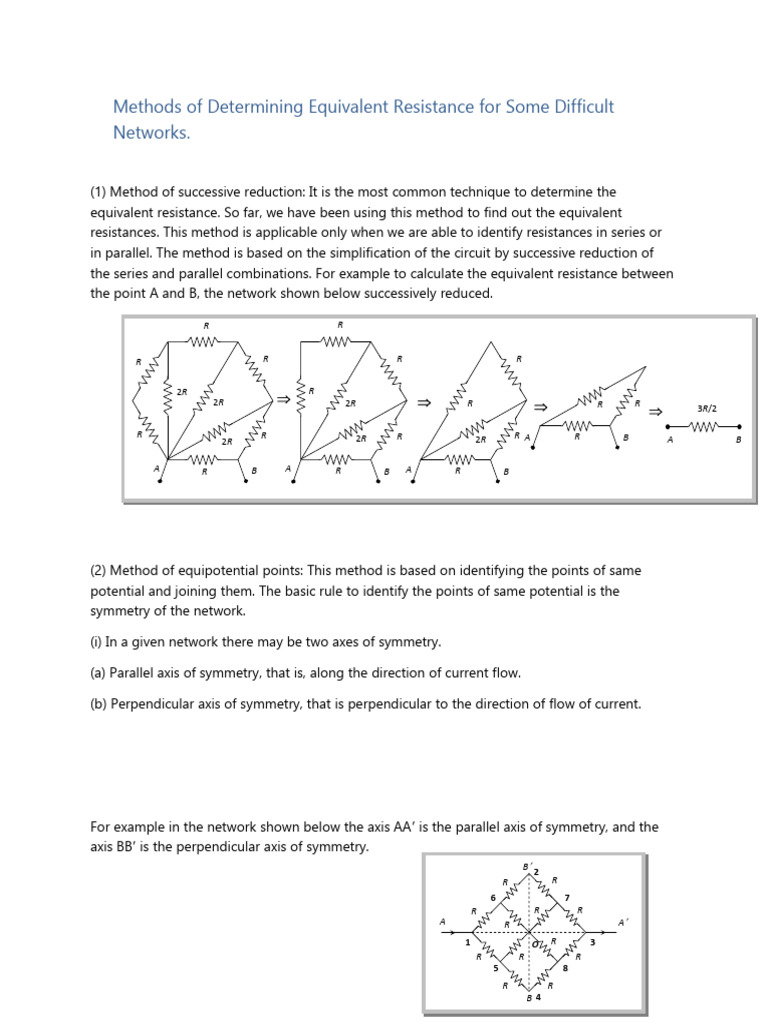Equivalent Resistance Calculation Methods | PDF | Cartesian Coordinate ...