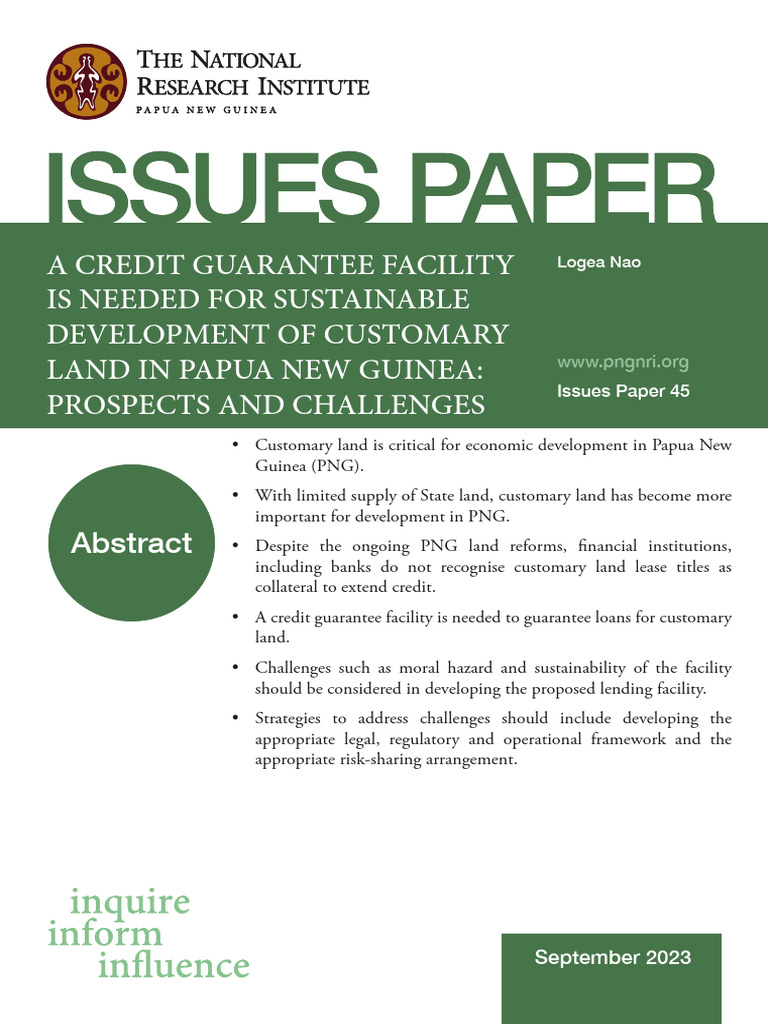Issues Paper No.45 A Credit Guarantee Facility Is Needed For ...