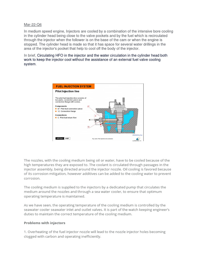 Injector Reading Materials Cooling Mar 22 Q6 | PDF | Internal Combustion Engine | Fuel Injection