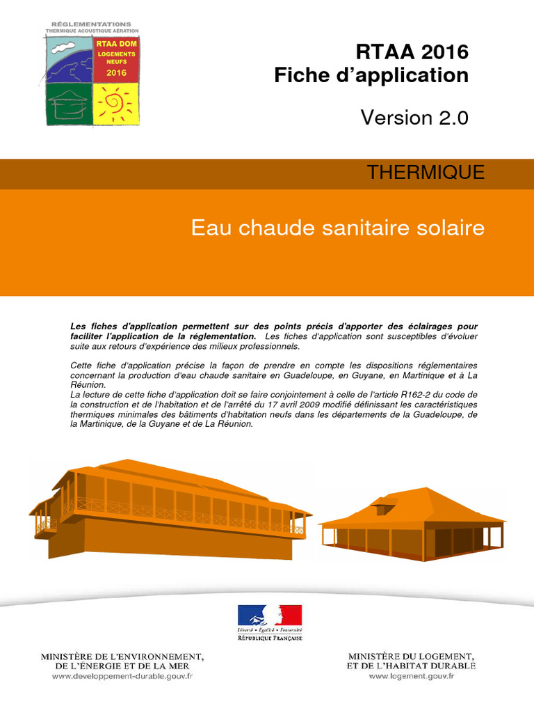 Fiche d’application RTAA DOM 2016 - Eau chaude sanitaire solaire - Août ...