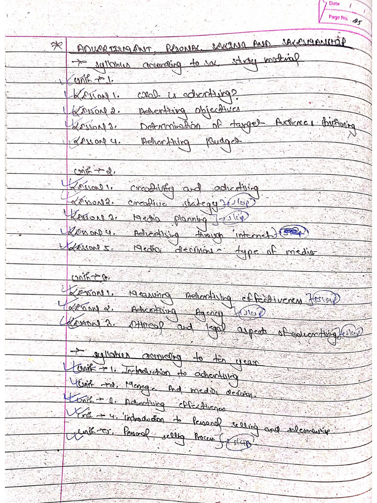 Advertisement, Personal Selling & Salesmanship Handwritten Notes | PDF