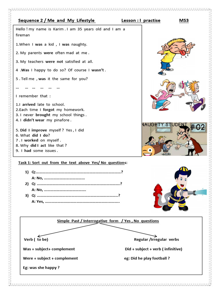Sequence 2 Simple Past Yes No Q MS3 | PDF | Games & Activities ...