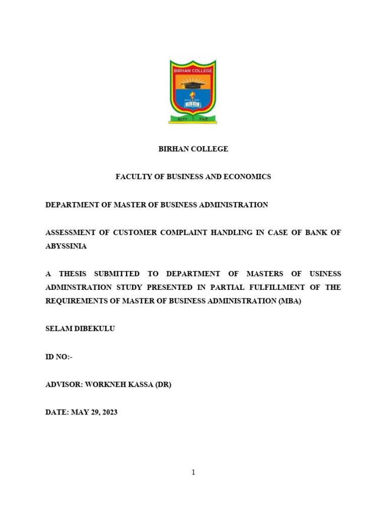 Selam Mba Thesis | PDF