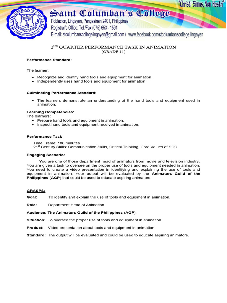 Performance-Task in Animation | PDF