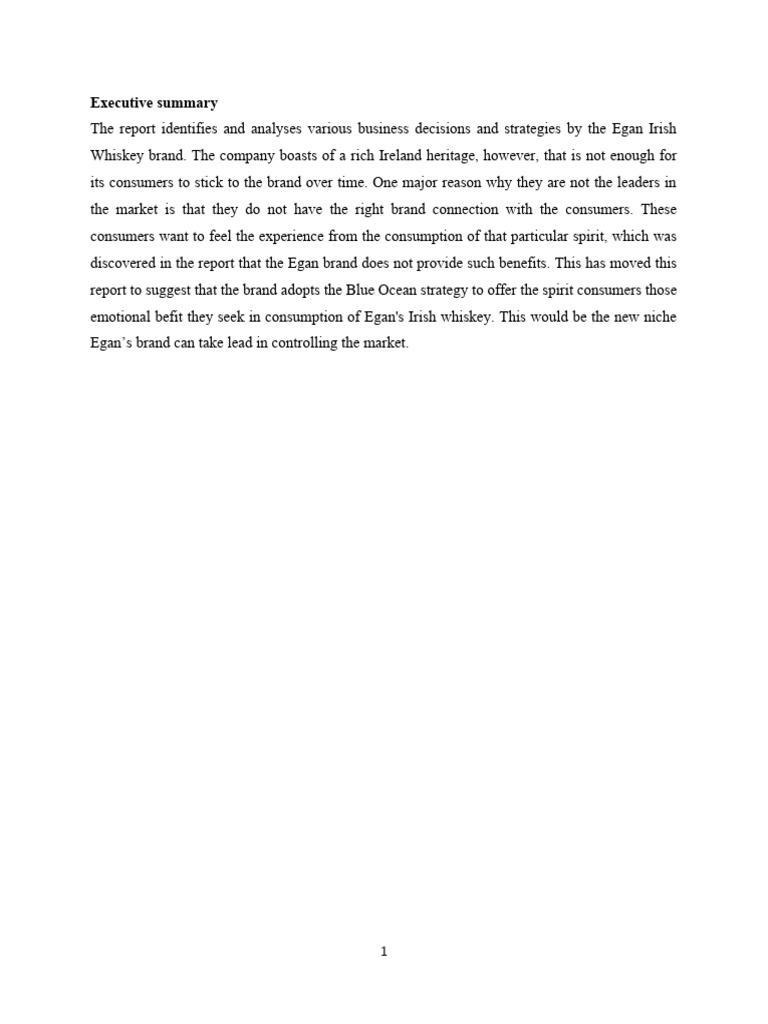 Egan's Irish Whiskey - Case Report | PDF | Brand | Strategic Management