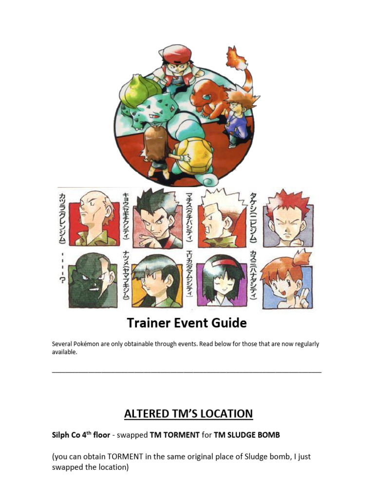 Pokémon Fire Red Trainer Event Guide | PDF