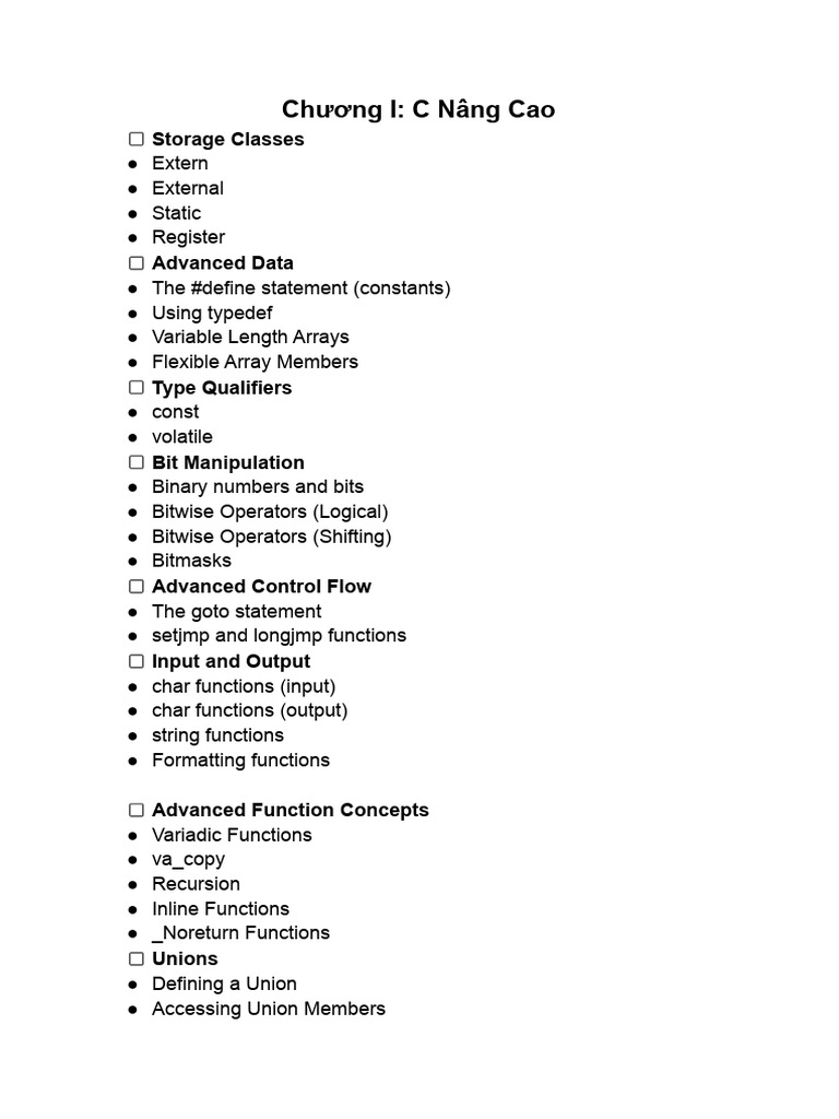 Chương I - C - C Nâng Cao | PDF | Pointer (Computer Programming) | Programming