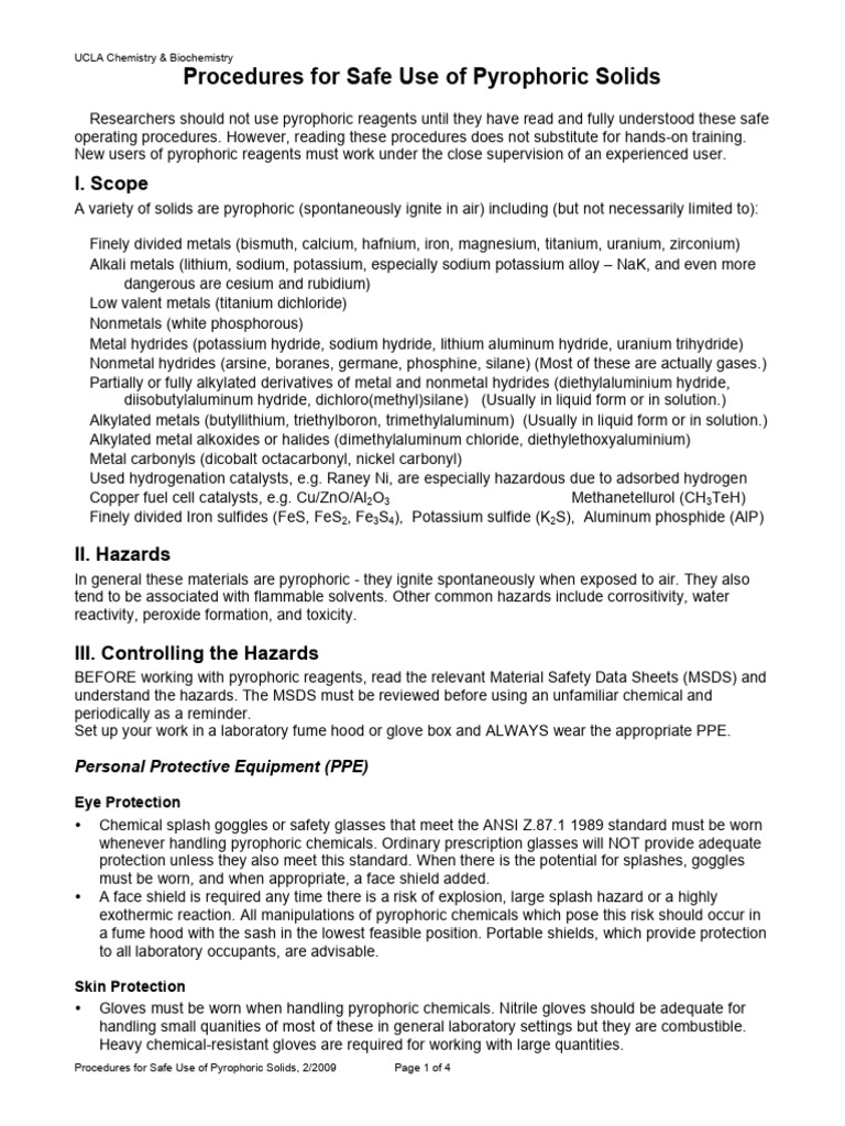Handling Pyrophoric Materials - 1 | PDF