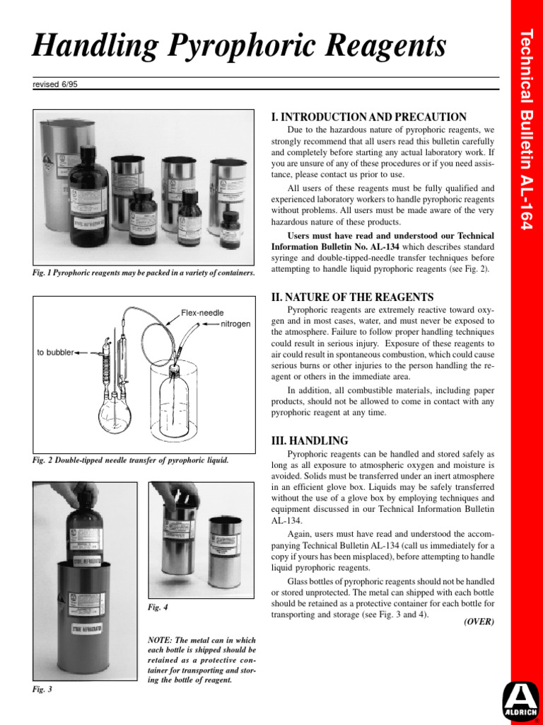 Safe Handling of Pyrophoric Reagents | PDF | Syringe | Chemistry