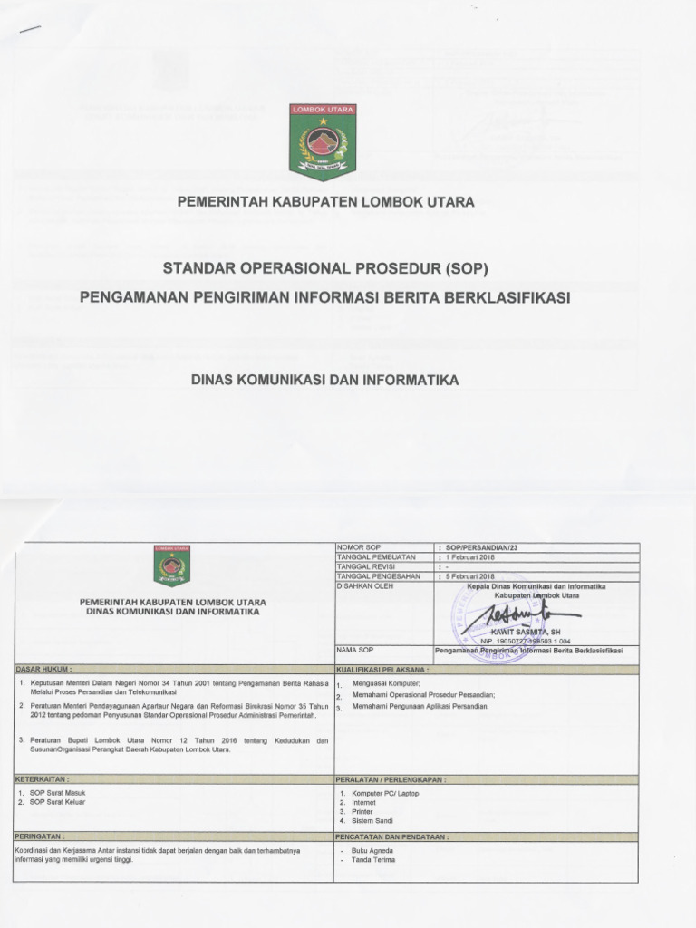 Dokumen SOP Persandian 2022 | PDF