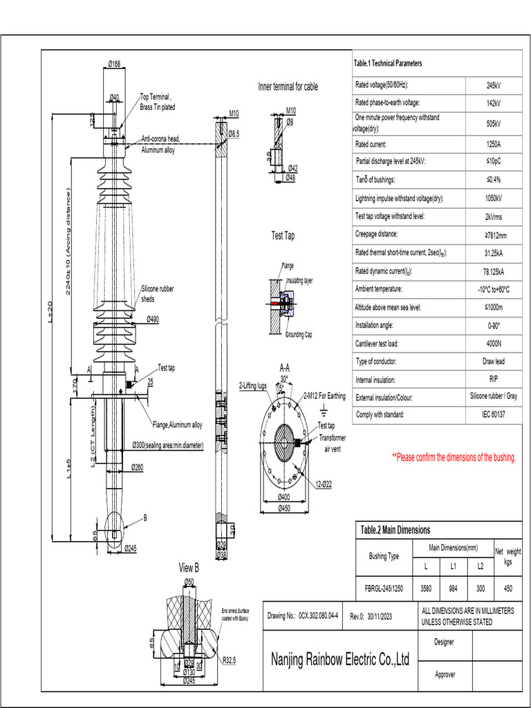 Drawing09 - 245kV-1250A-Silicone Rubber | PDF | Insulator (Electricity ...