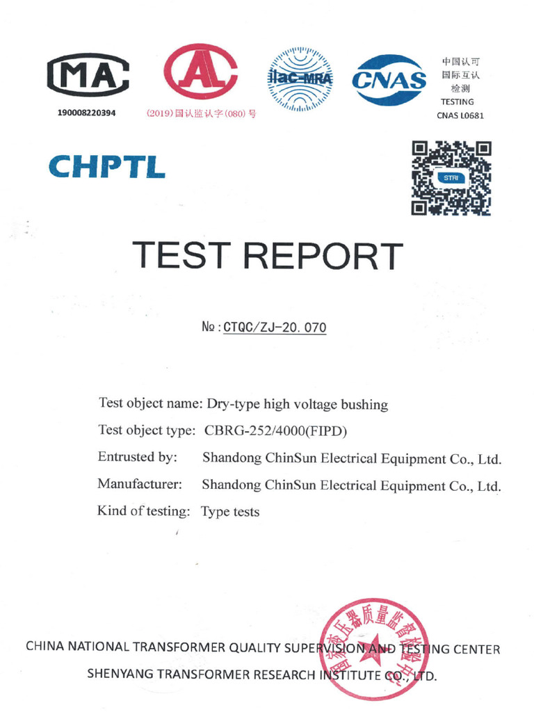 Type Test Report-CBRG-252-4000 - ChinSun | PDF