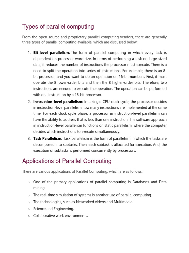 Types of Parallel Computing | PDF | Parallel Computing | Multi Core Processor