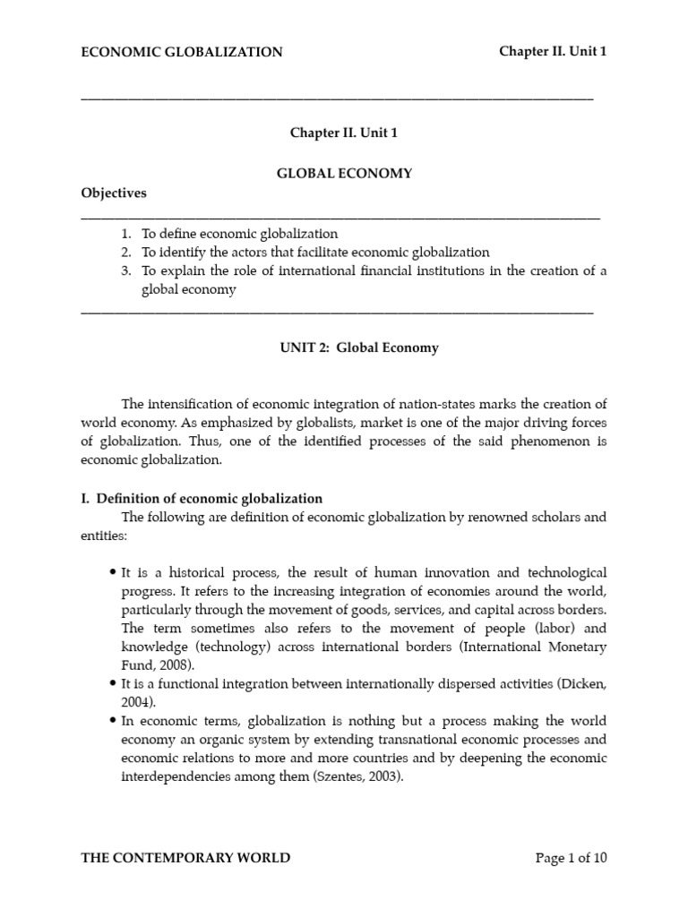Chapter II. Unit1 | PDF | Bretton Woods System | Globalization