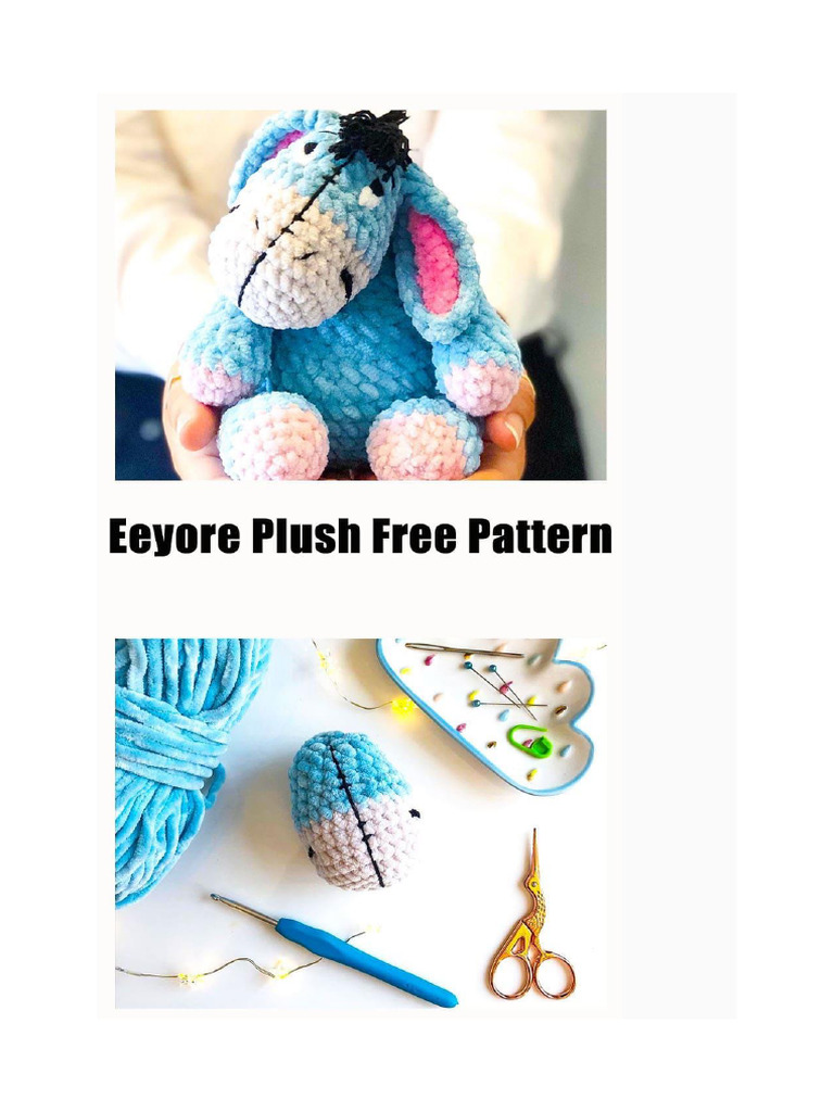 Free Crochet Eeyore Amigurumi Pattern | PDF | Sewing | Amigurumi