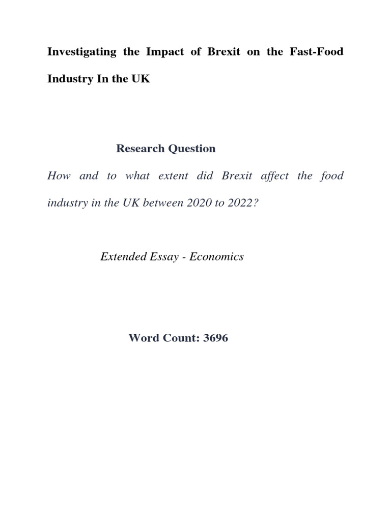 Extended Essay Final | PDF | Labour Economics | Fast Food