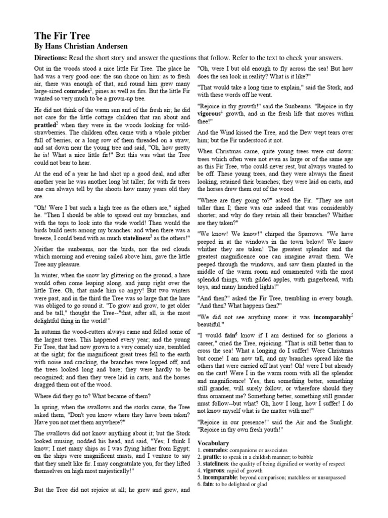 (A) Hans Christian Andersen - The Fir Tree | PDF