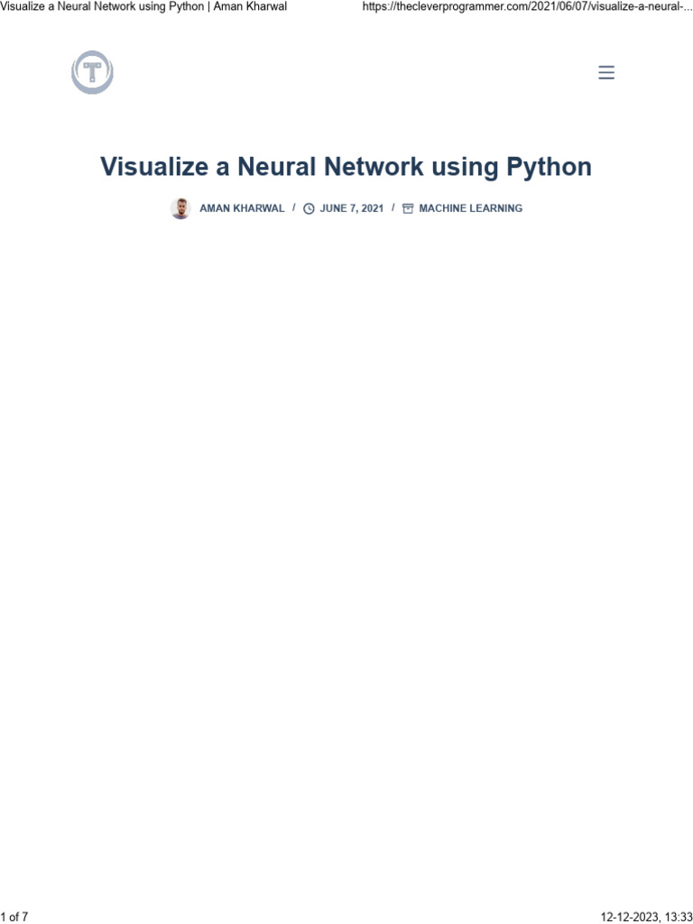 Visualize A Neural Network Using Python | PDF