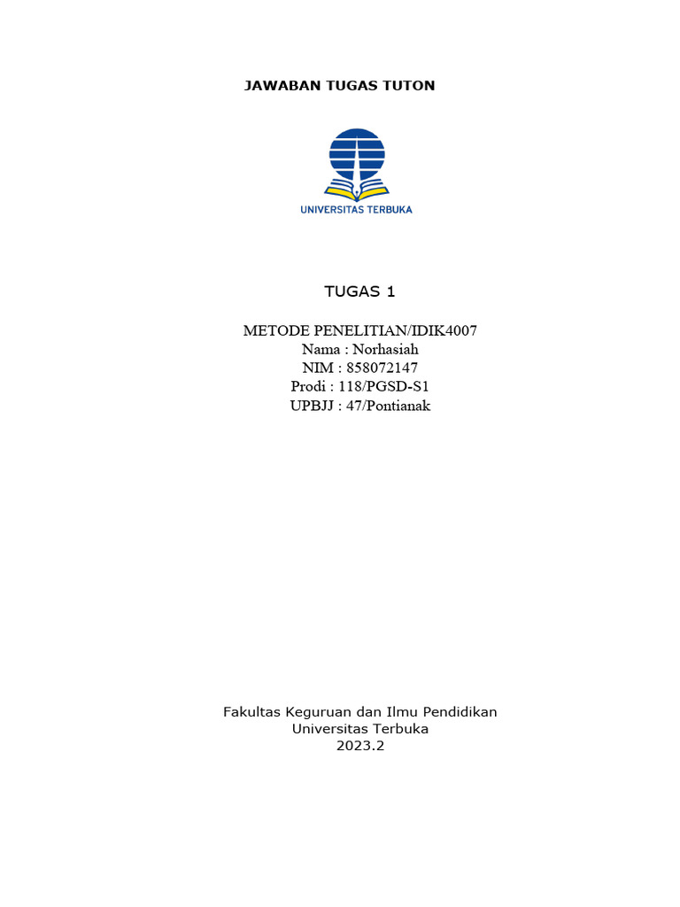 TUGAS 1.metode Penelitian | PDF TUGAS 1.metode Penelitian | PDF