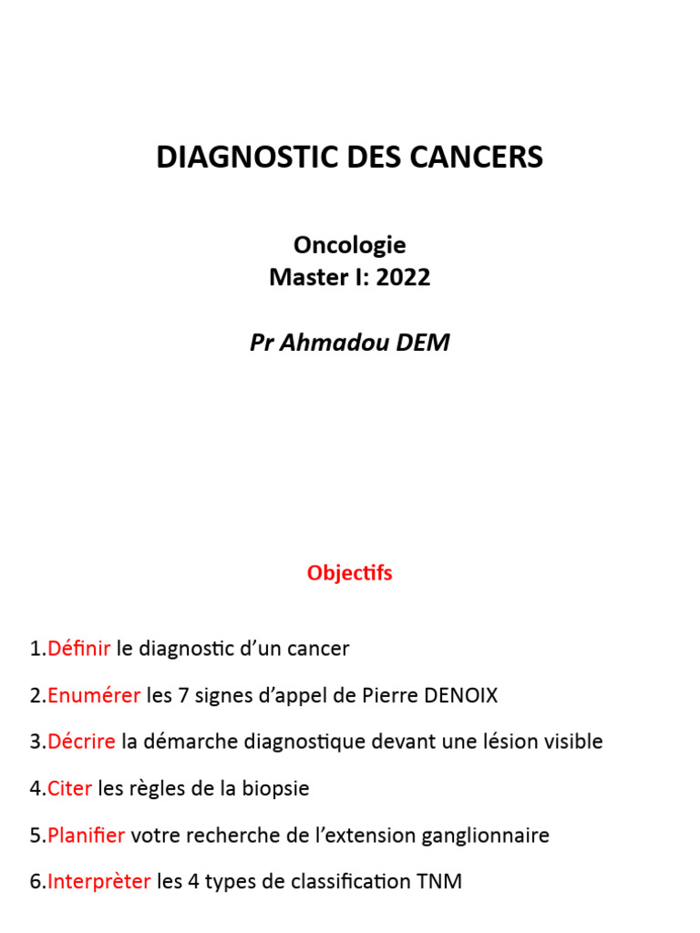 Diagnostic Des Cancers | PDF | Cancer | Métastase