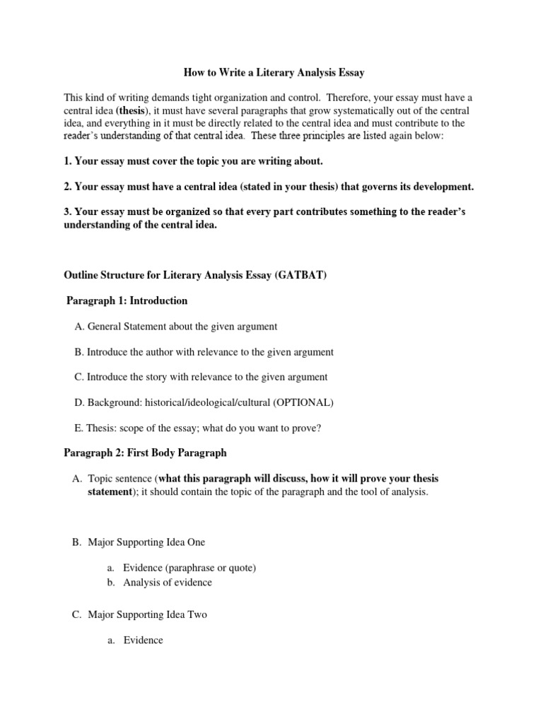 How To Write A Literary Analysis | PDF | Essays | Paragraph
