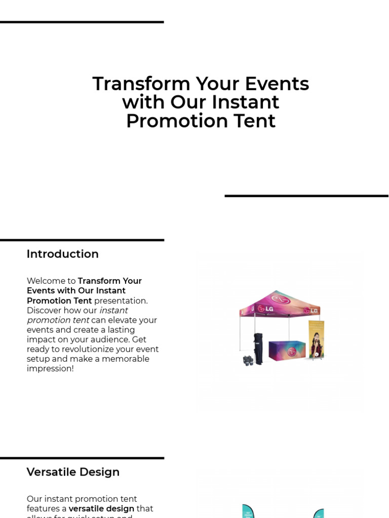 Elevate Your Events Instantly With Our Instant Promotion Tent | PDF