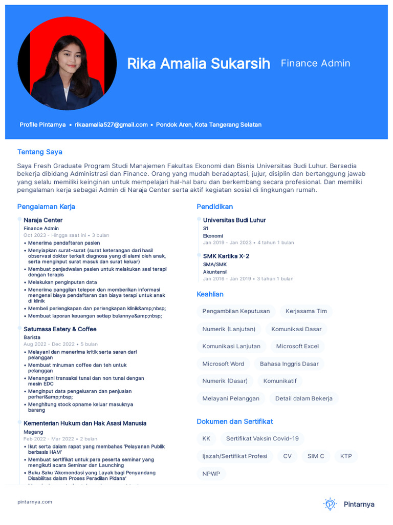 CV Rika Amalia Sukarsih (1) | PDF