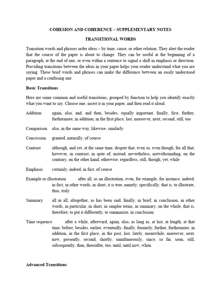 Transitional Words | Download Free PDF | Adjective | Word