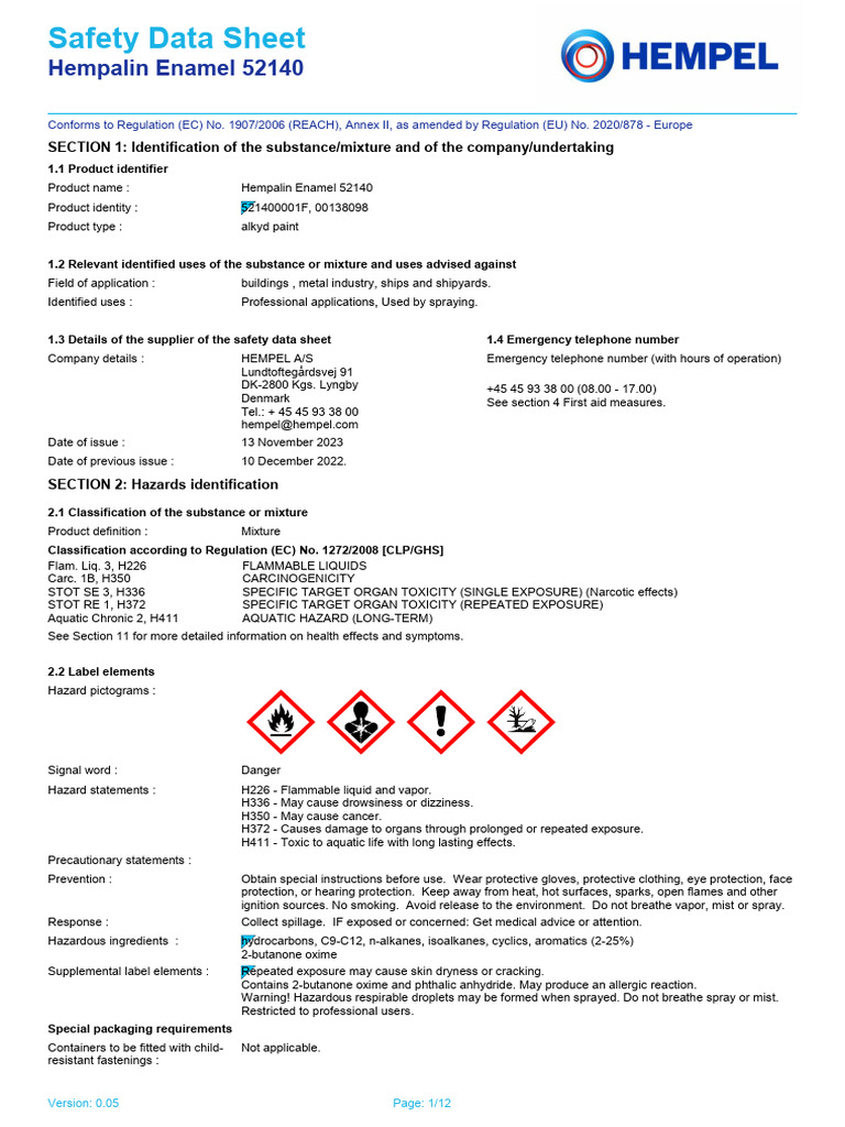 SECTION 1: Identification of The Substance/mixture and of The Company ...