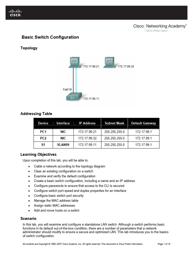Basic Switch Configuration | Download Free PDF | Network Switch | Router (Computing)