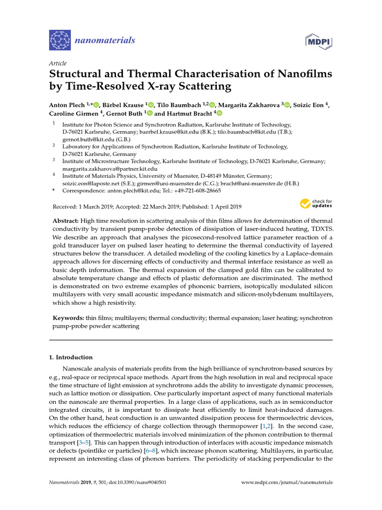 Nanomaterials-09-00501 - Ref 1 | PDF | Thermal Conductivity | Heat Transfer