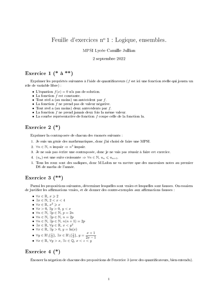 Exos Logique | PDF